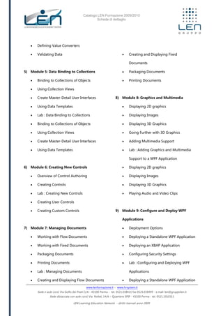 MS VISUAL STUDIO 2008 - Windows presentation foundation - Scheda corso LEN | PDF