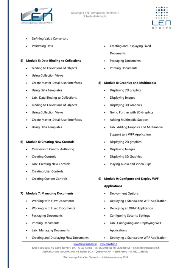 MS VISUAL STUDIO 2008 - Windows presentation foundation - Scheda corso LEN | PDF