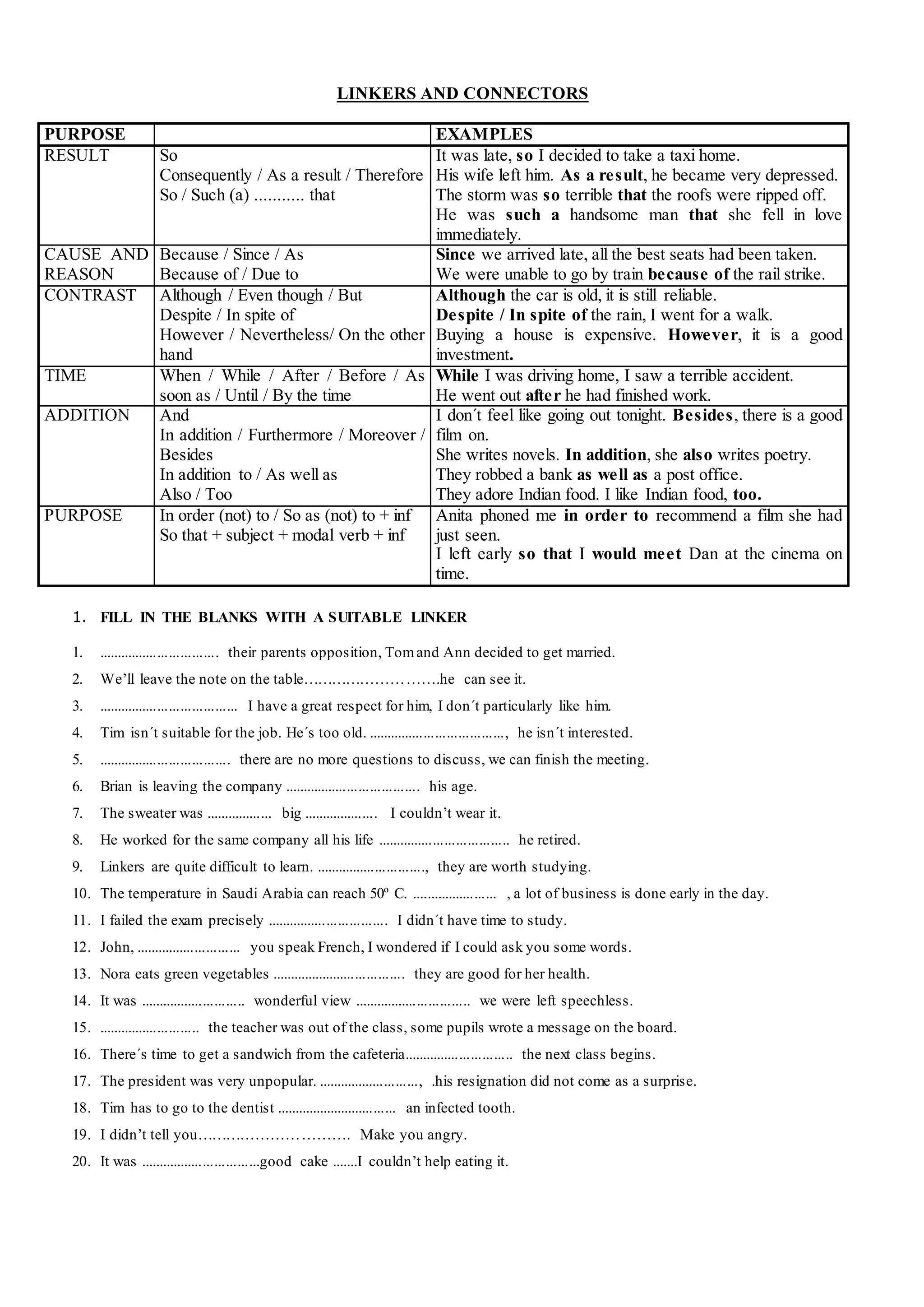 S18 worksheet on connectors | DOCX