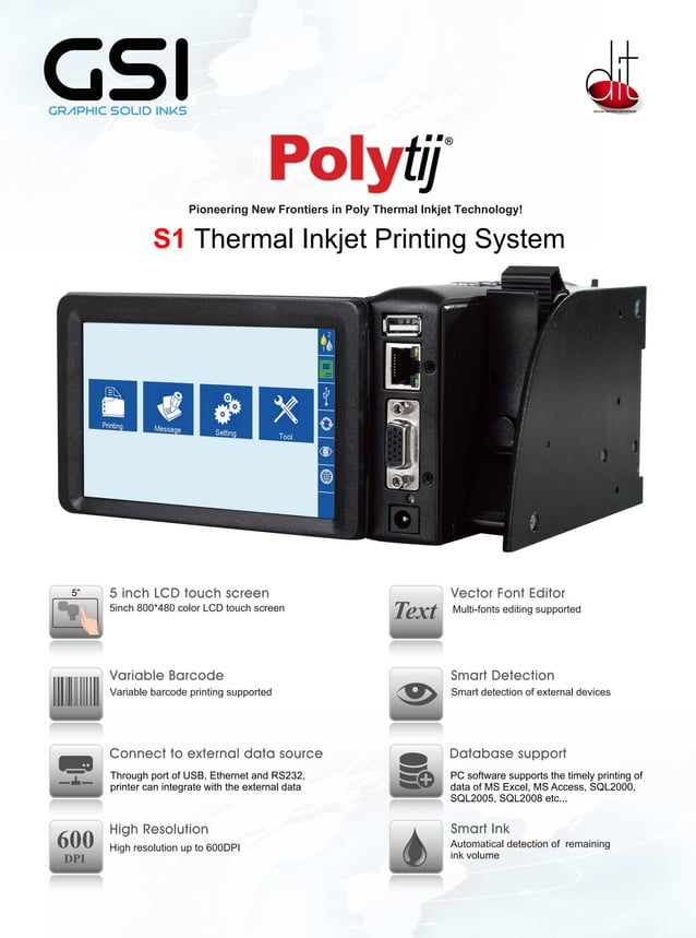 S1 Polytij Thermal Inkjet Printing System | PDF