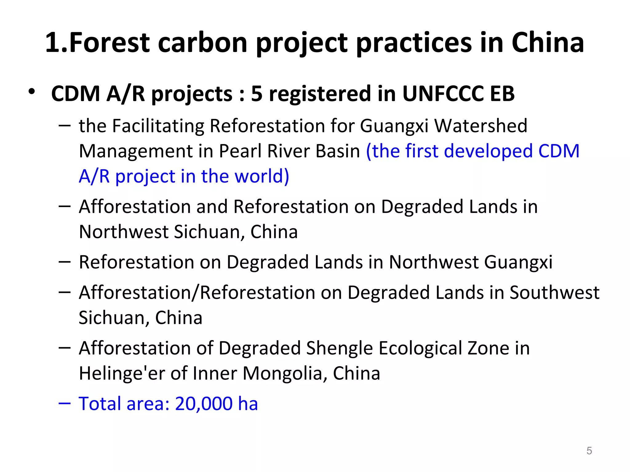 Forest and bamboo carbon methodologies and project practices in China | PPT