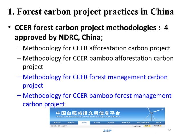 Forest and bamboo carbon methodologies and project practices in China | PPT