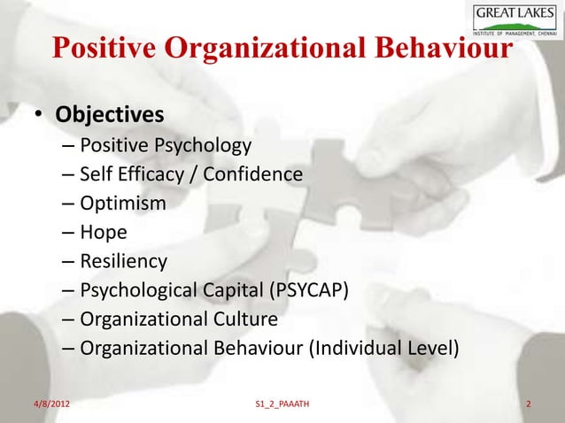 POSITIVE ORGANIZATIONAL BEHAVIOUR | PPT
