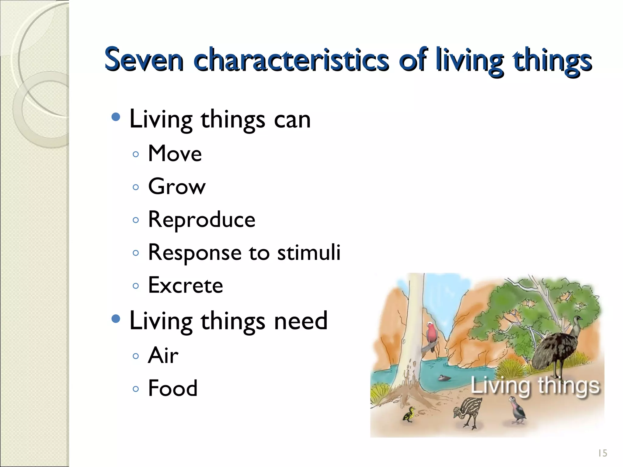 S.1 Integrated Science Seven Characteristics of Living Things | PPT
