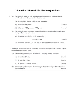 Statistics 1 Normal Distribution Questions and Answers .pdf