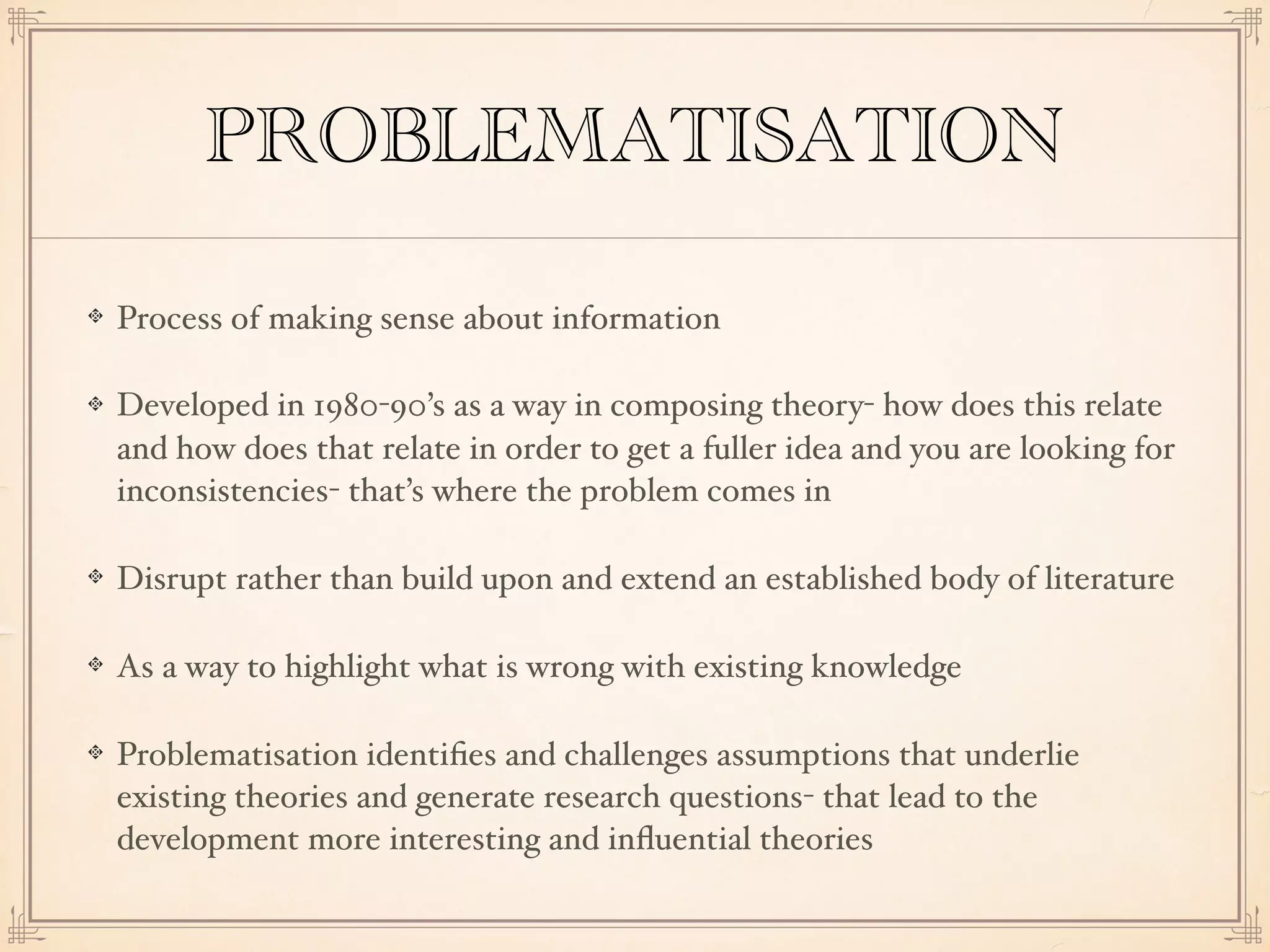 Social Research: Problematisation/Problem Formulation | PDF