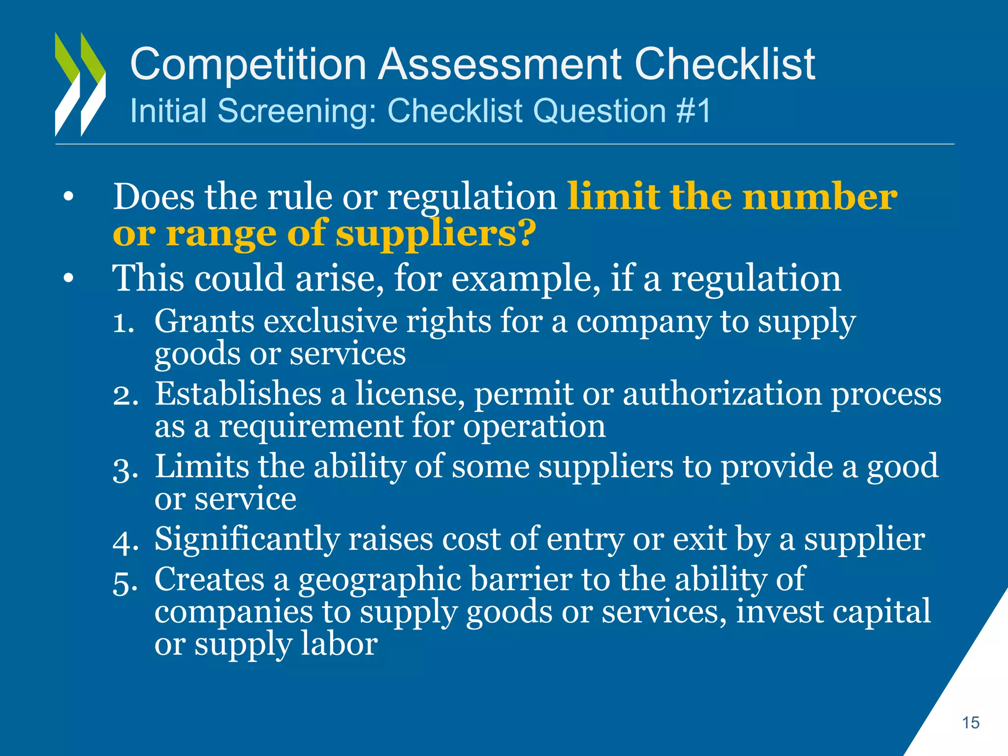 Competition Assessment: The OECD Toolkit | PDF