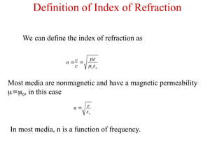 refractive index, propagation and effectsof light | PPT
