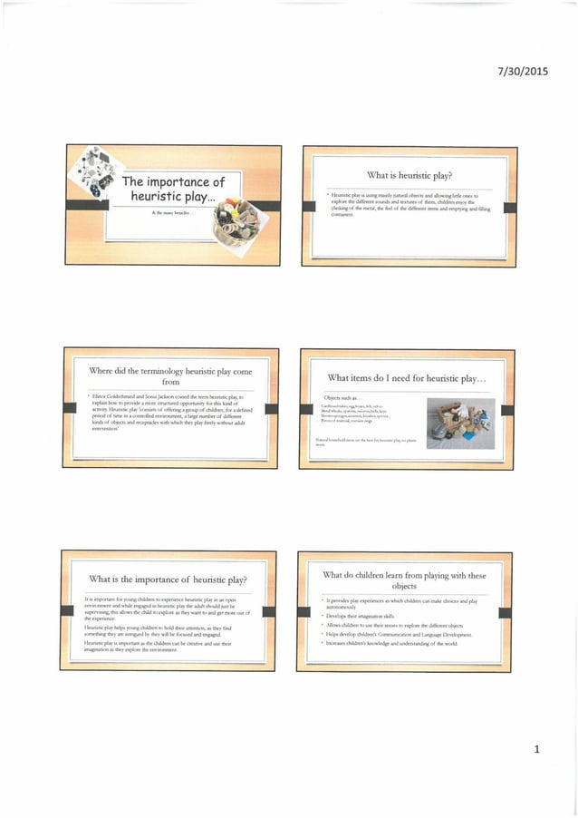 Page 1 of 2 Handout on Importance of Heuristic Play | PDF