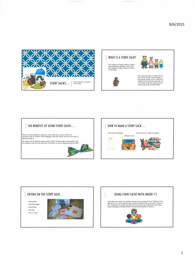 Page 1 of 2 Handout Story sacks in the Early Years | PDF