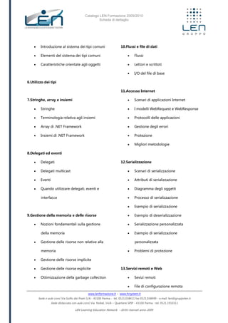 MS c# - programming with.net framework - Scheda corso LEN | PDF | Programming Languages | Computing
