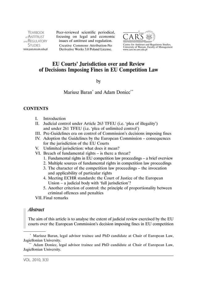 EU Courts’ Jurisdiction over and Review of Decisions Imposing Fines in ...