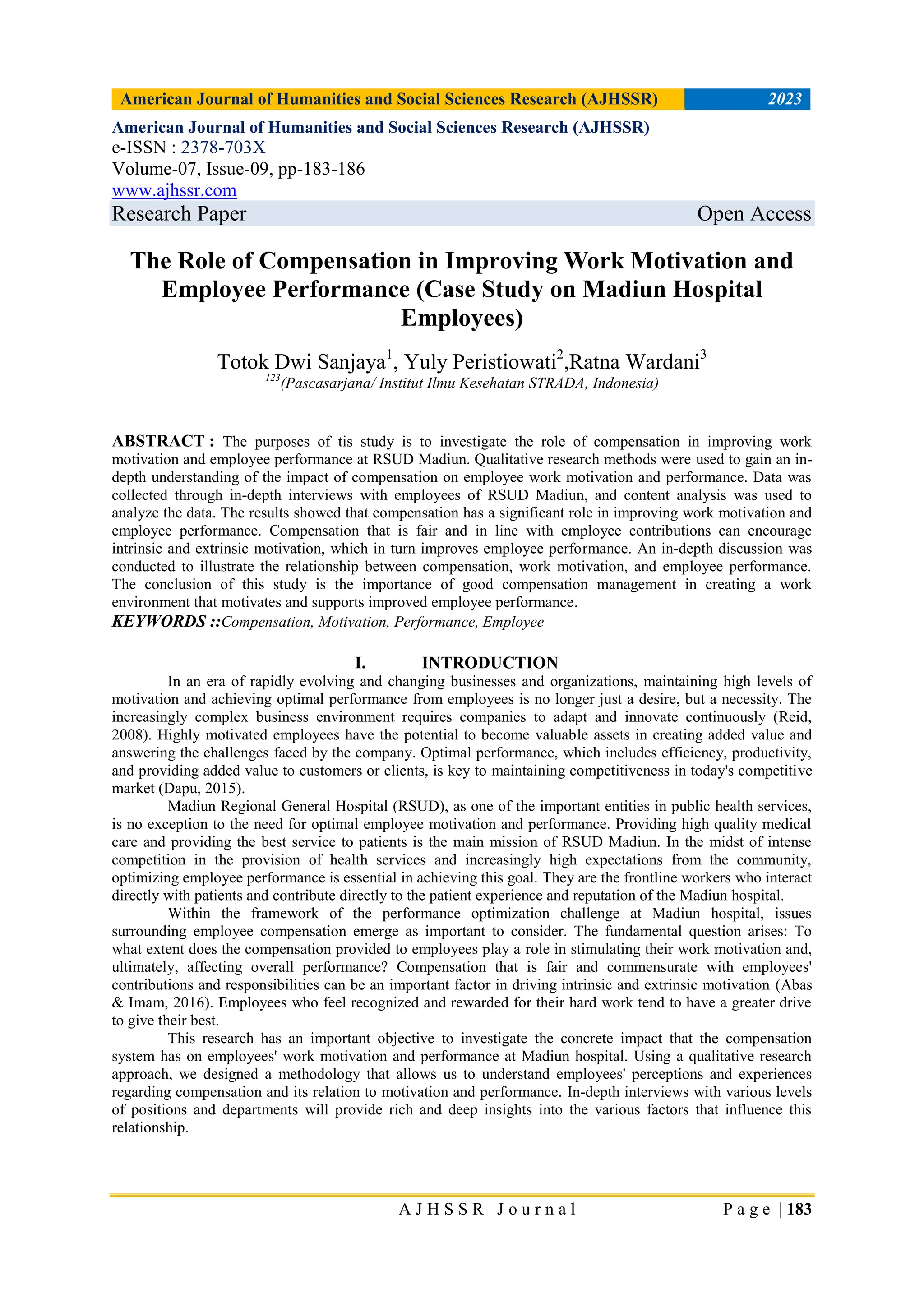 The Role of Compensation in Improving Work Motivation and Employee ...