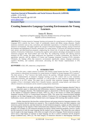 Creating Immersive Language Learning Environments for Young Learners | PDF