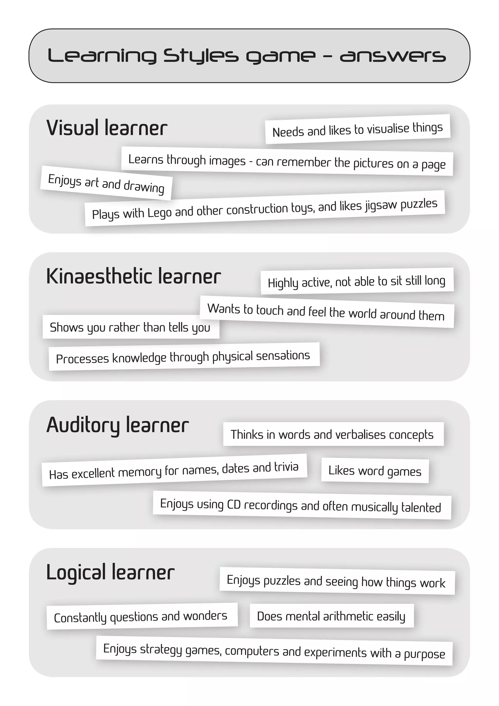 Learning Styles activity with answers | PDF