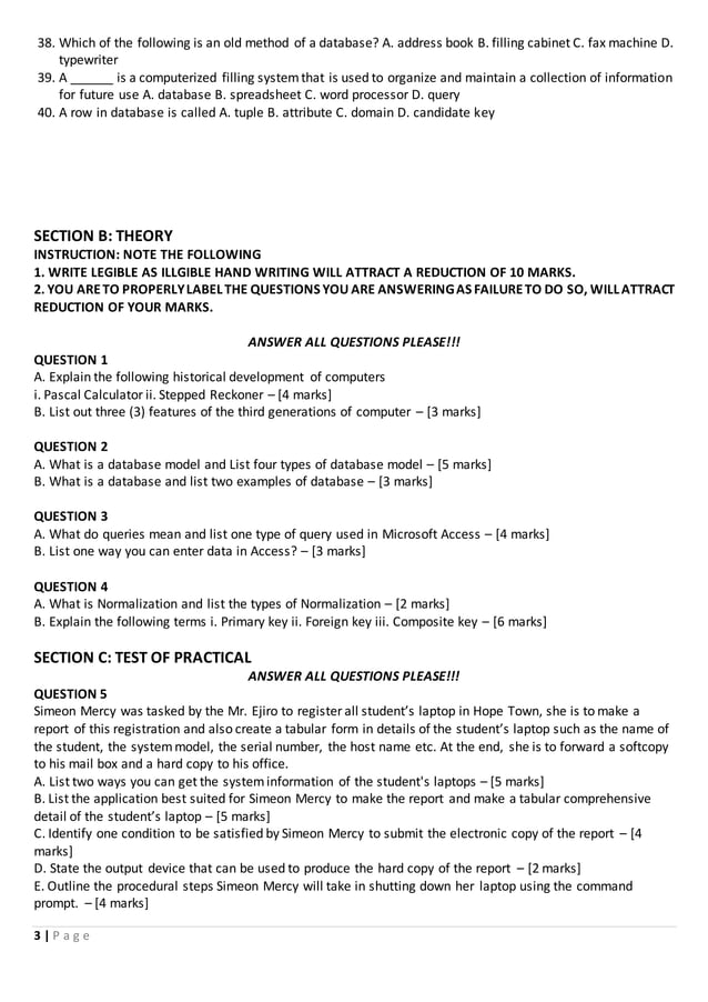 SS2 DATA PROCESSING EXAMINATION (FIRST TERM) | DOCX