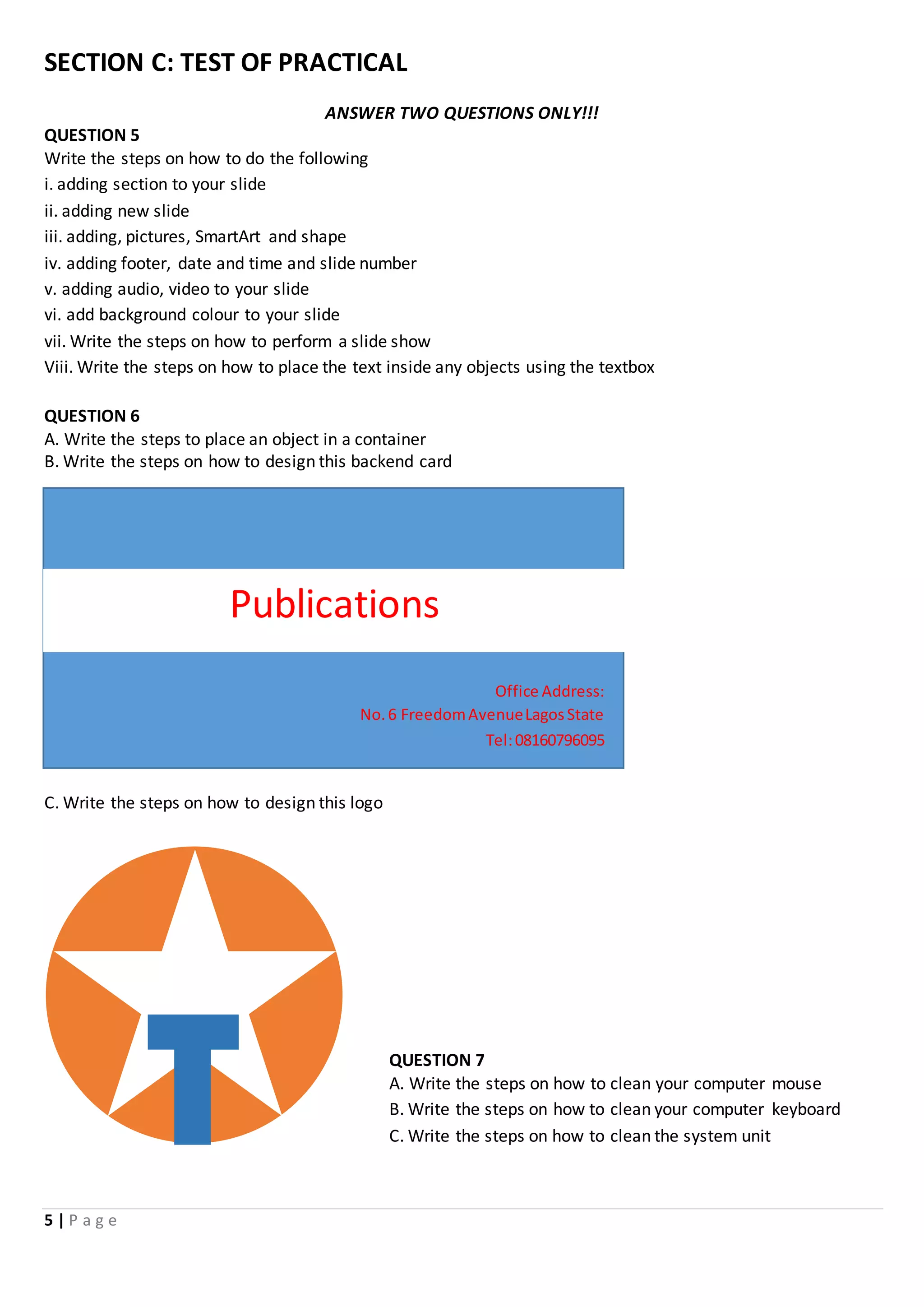 SS2 Data Processing Examination with Test of Practicals (Third Term) | DOCX