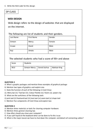 Ss2 Data Processing Examination With Test Of Practicals Third Term Docx