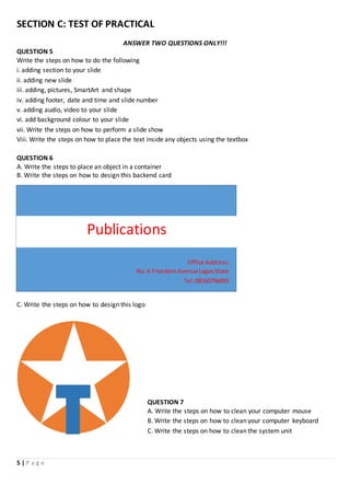 SS2 Data Processing Examination with Test of Practicals (Third Term) | DOCX