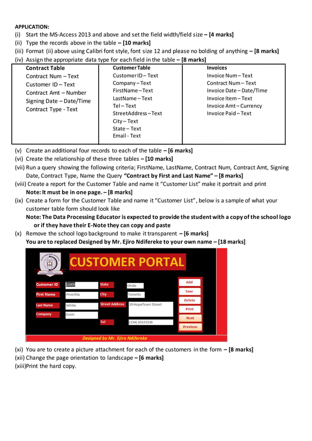 SS2 DATA PROCESSING PRACTICAL EXAMINATION (FIRST TERM) | DOCX | Databases | Computer Software ...