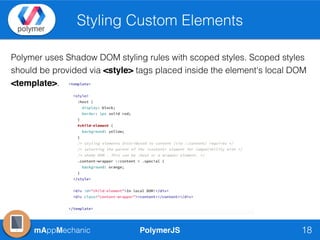 MAppMechanic CodeLabs - PolymerJS Custom Elements | PDF