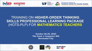 S3- HOTS-PLPs_Supporting Classroom Teaching-Learning through Learning ...