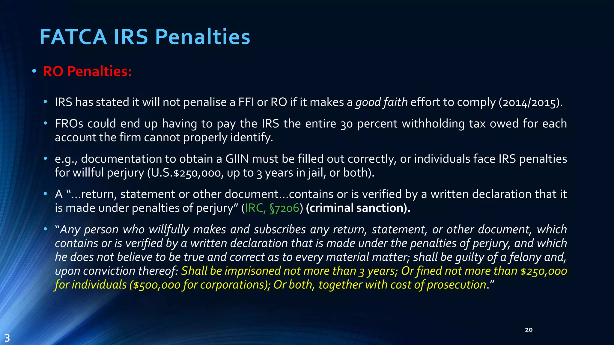 The Three Pillars of FATCA | PPTX