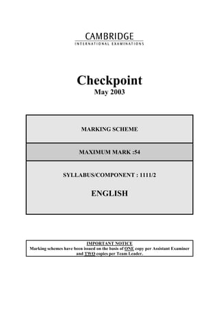 CAMBRIDGE INTERNATIONAL EXAMINATIONS | PDF