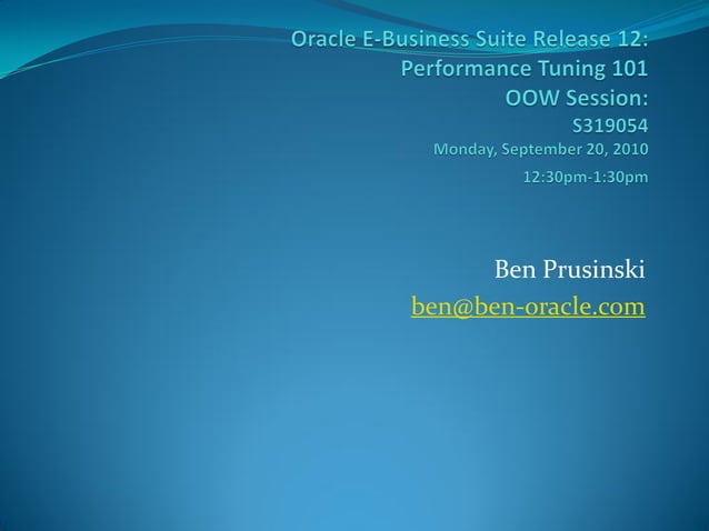 Oracle R12 EBS Performance Tuning | PDF | Operating Systems | Computer Software and Applications