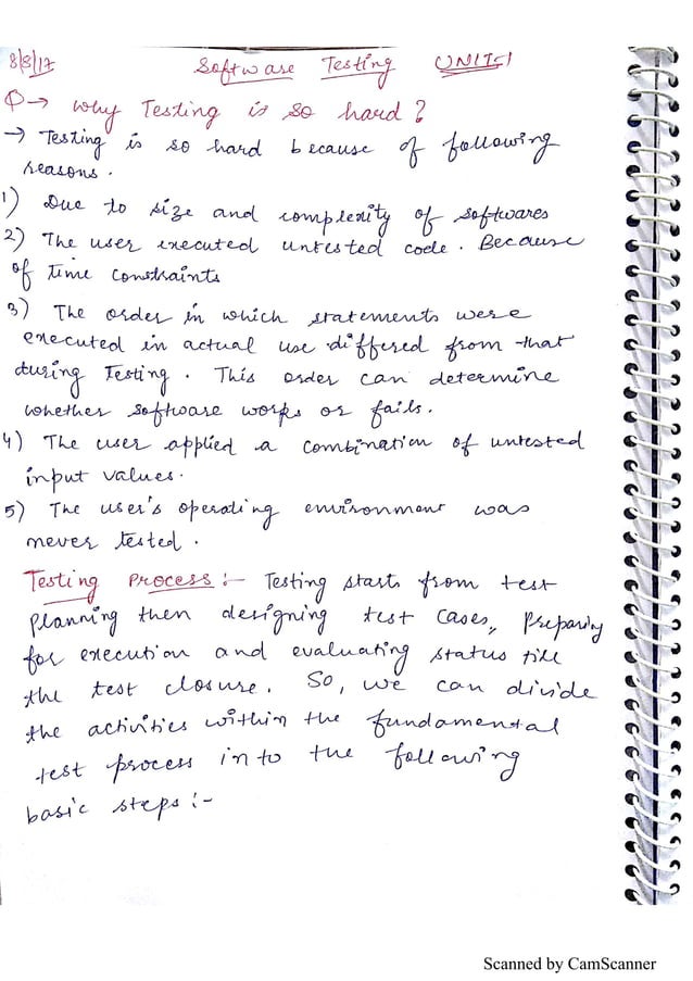 Unit 1 Software Testing (HANDWRITTEN+PRINTED NOTES) | PDF | Technology ...
