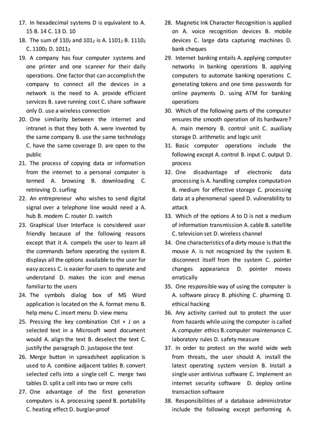 S3 Data Processing Pre-Waec Examination (First Half) | PDF