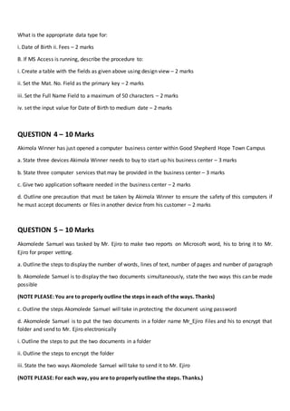 S3 Data Processing Pre-Waec Examination (First Half) | PDF