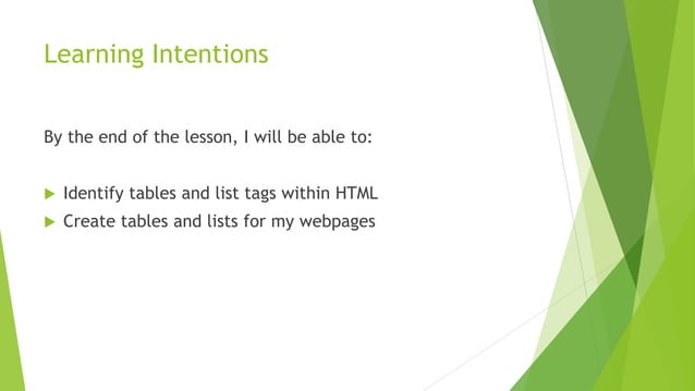S3 HTML Lists and Tables | PPT