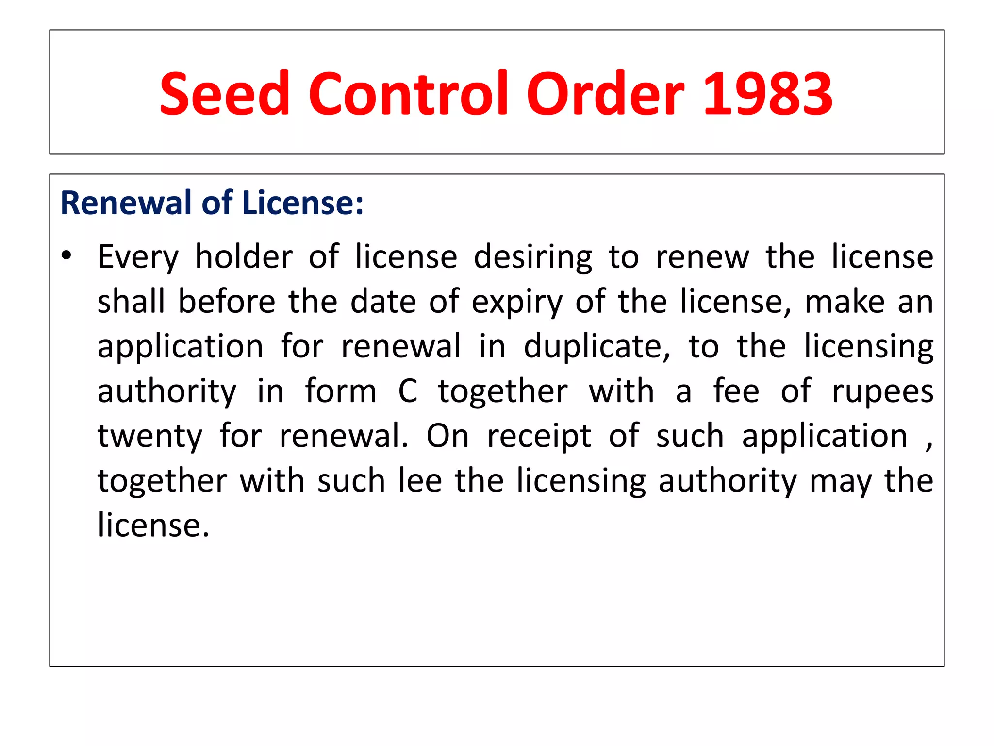 Seed Act and main features of seed act | PPTX