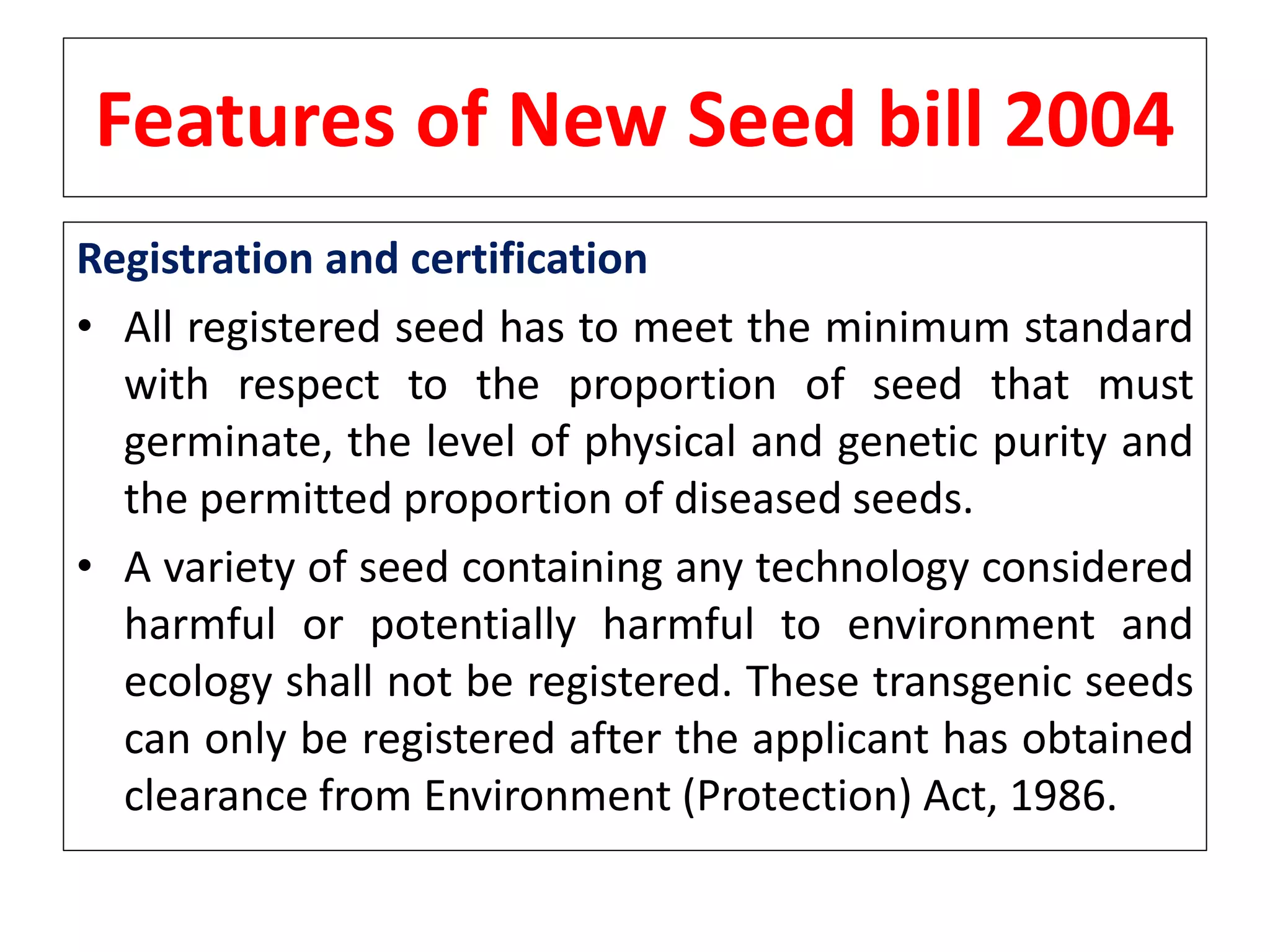Seed Act and main features of seed act | PPTX