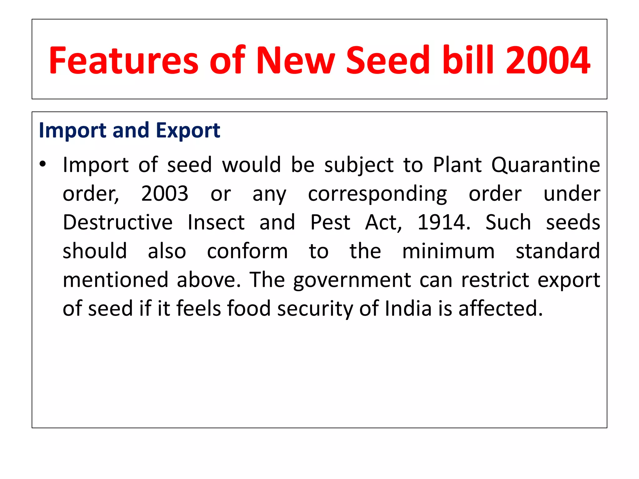 Seed Act and main features of seed act | PPTX