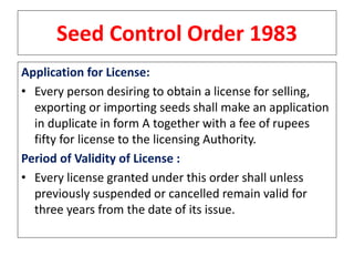Seed Act and main features of seed act | PPTX