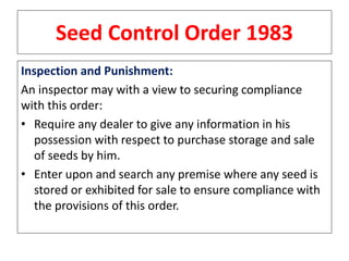 Seed Act and main features of seed act | PPTX