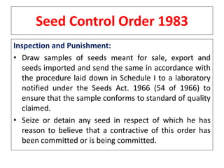 Seed Act and main features of seed act | PPTX