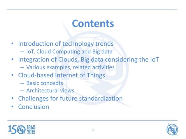 Challenges for Standardization Cloud Computing and Big Data IOT | PPT