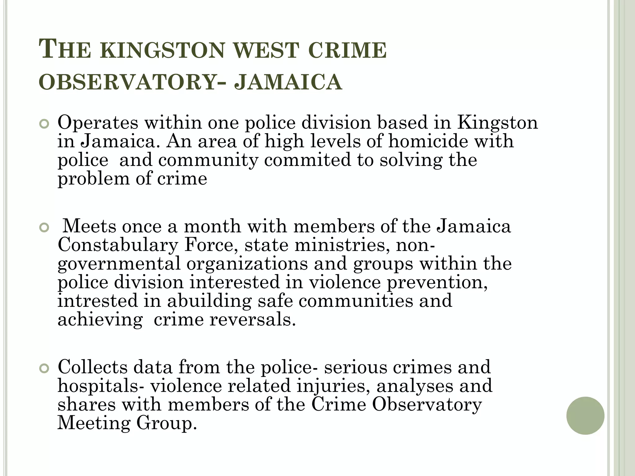 Tarik Weekes - The Violence Prevention Alliance- Jamaica | PDF