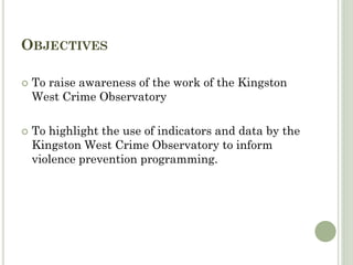 Tarik Weekes - The Violence Prevention Alliance- Jamaica | PDF