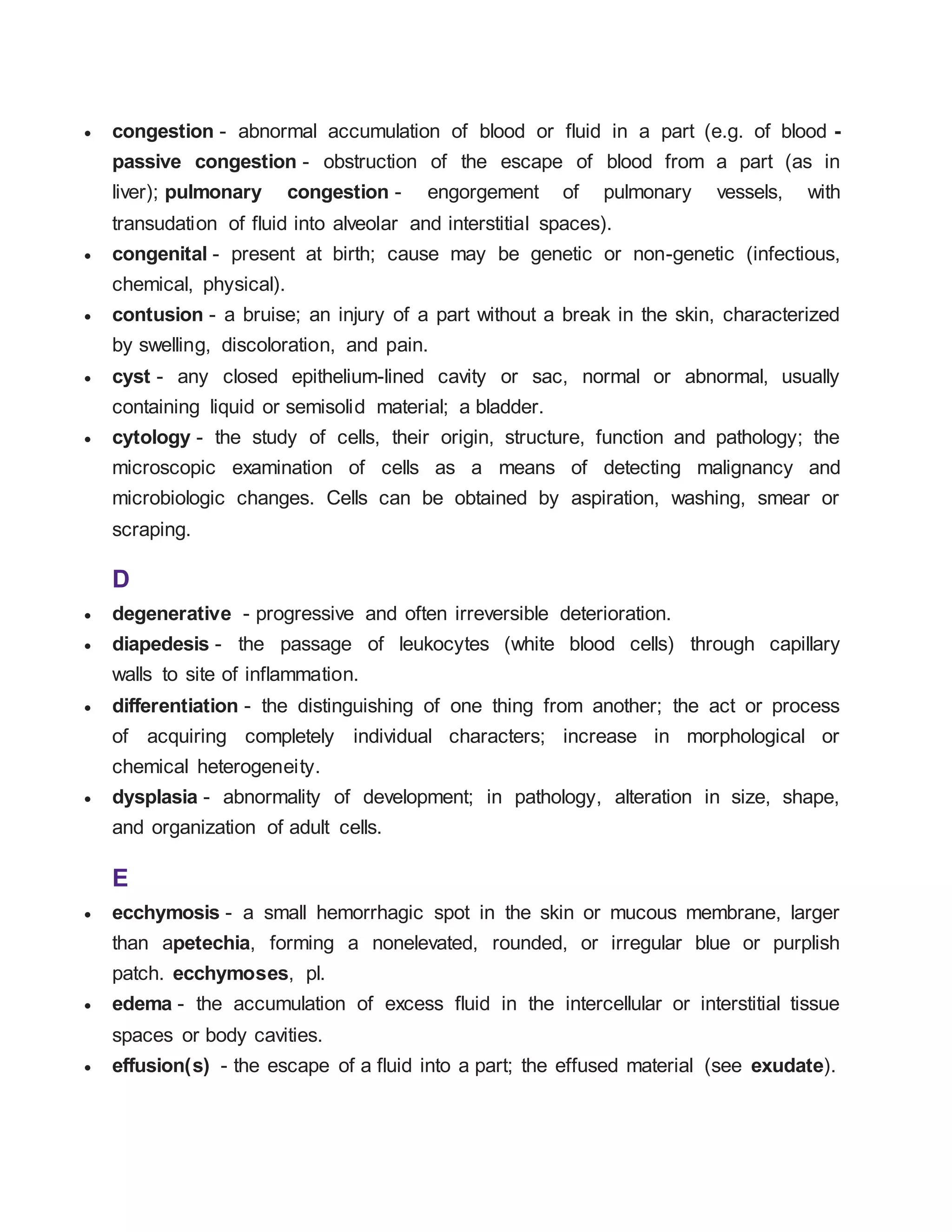 Terms Glossary of Pathological Terms | DOCX