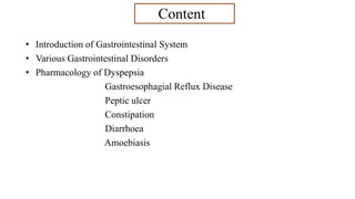 Pharmacology of Gastrointestinal Disorders | PPTX