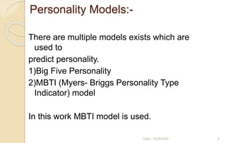 TEXT BASED PERSONALITY RESOLUTION USING MACHINE LEARNING MODELS | PPTX ...