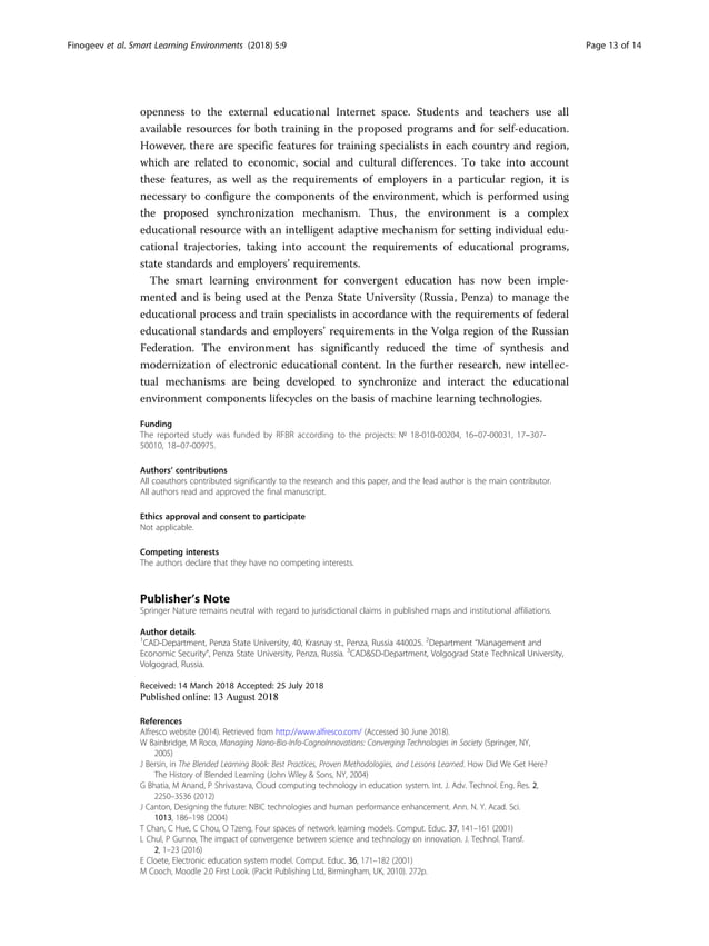 Life-cycle management of educational programs and resources in a smart learning environment ...