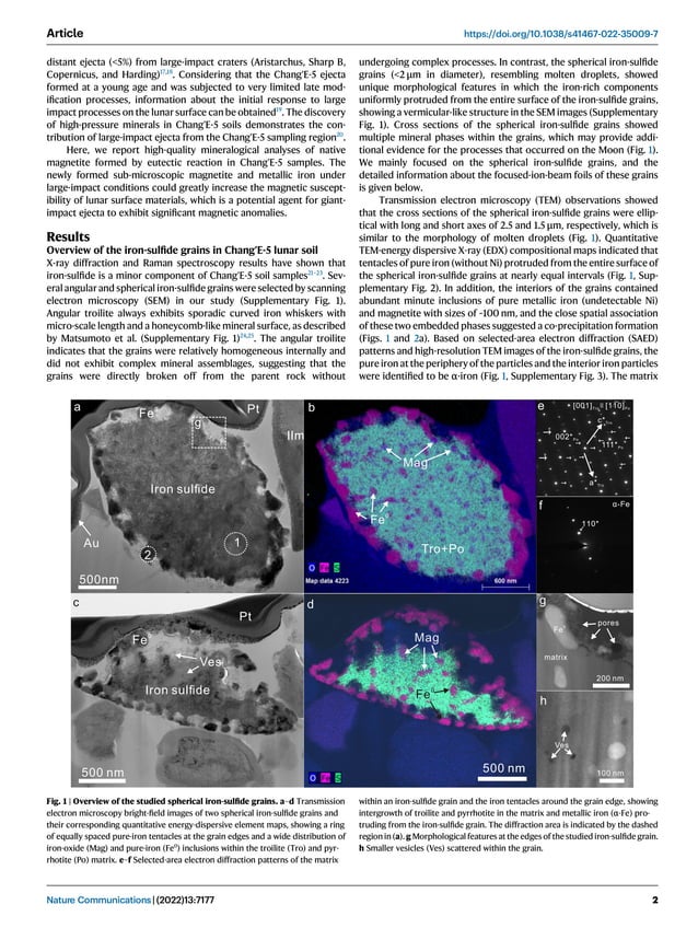 Sub-microscopicmagnetite andmetallic iron particles formed by eutectic ...