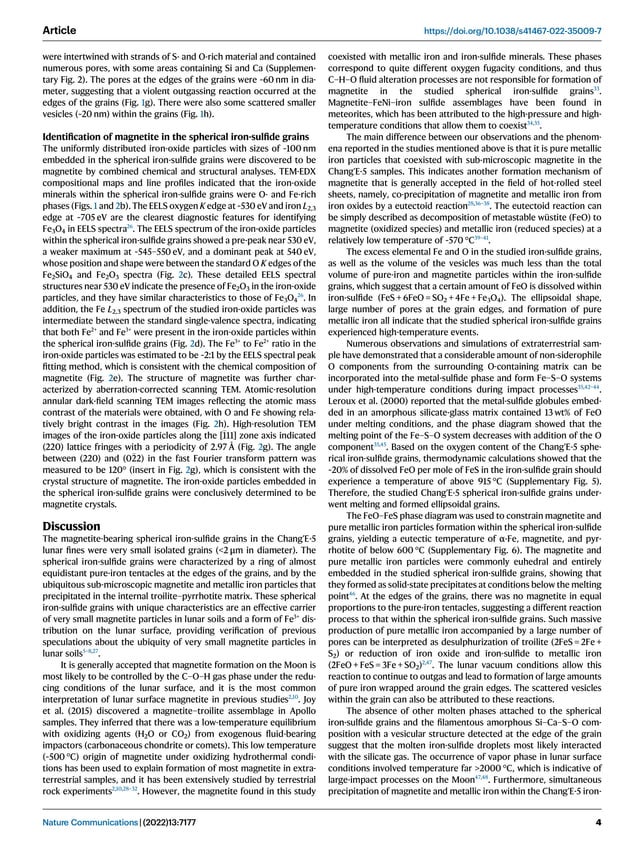Sub-microscopicmagnetite andmetallic iron particles formed by eutectic ...