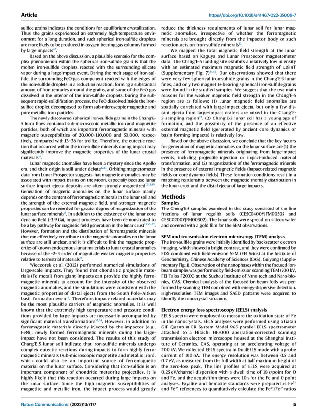 Sub-microscopicmagnetite andmetallic iron particles formed by eutectic ...