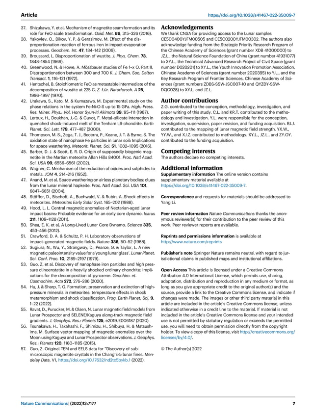 Sub-microscopicmagnetite andmetallic iron particles formed by eutectic ...